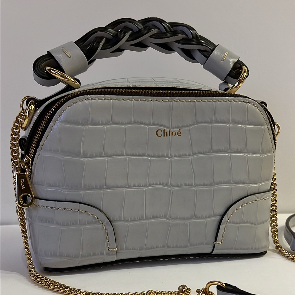 Chloe Mini Daria Croc Embossed - Light Blue - Gem